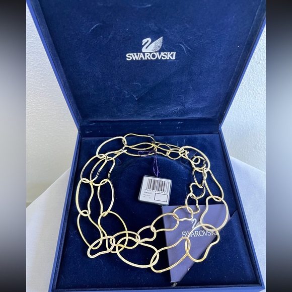 Swarovski | Jewelry | Swarovski Gold Necklace New In Original Box ...